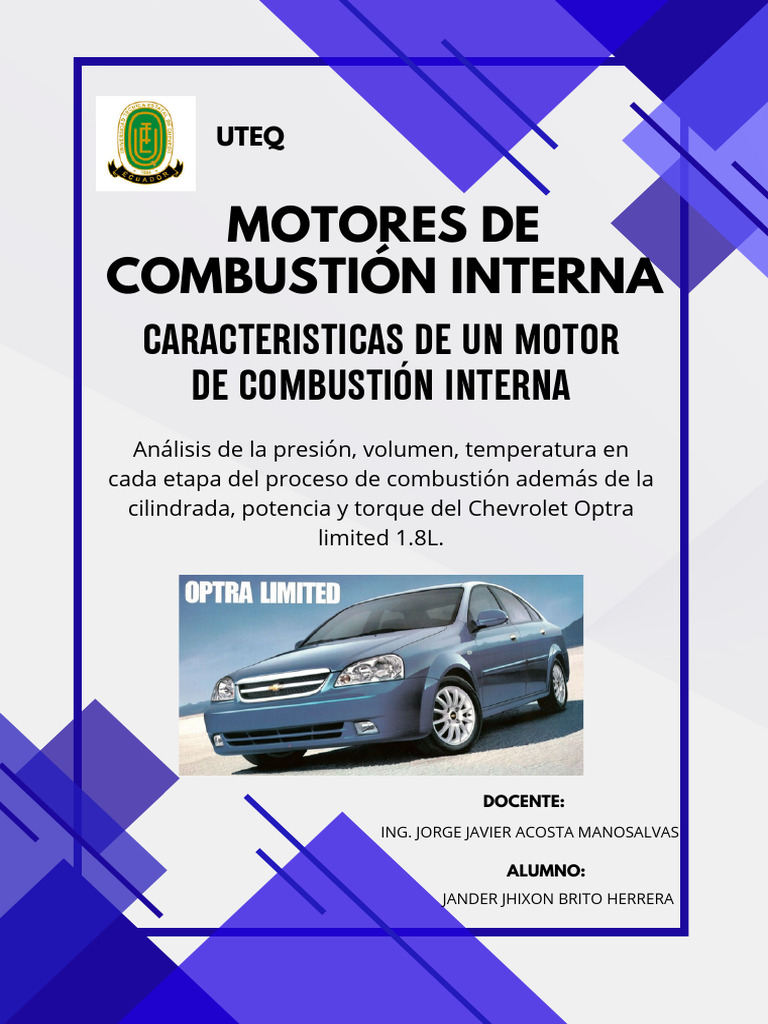 Análisis del Motor Chevrolet Optra 1.8 | PDF | Pistón | Turbocompresor
