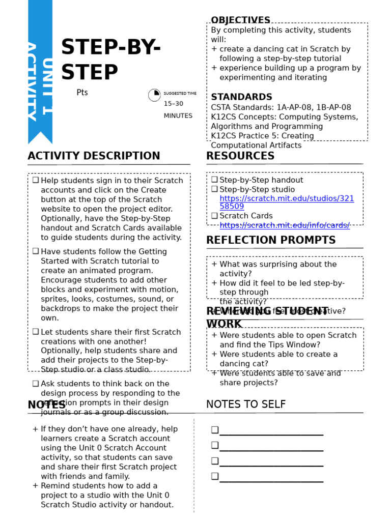 Unit 1 - Exploring - Step-By-Step | PDF | Scratch (Programming Language)