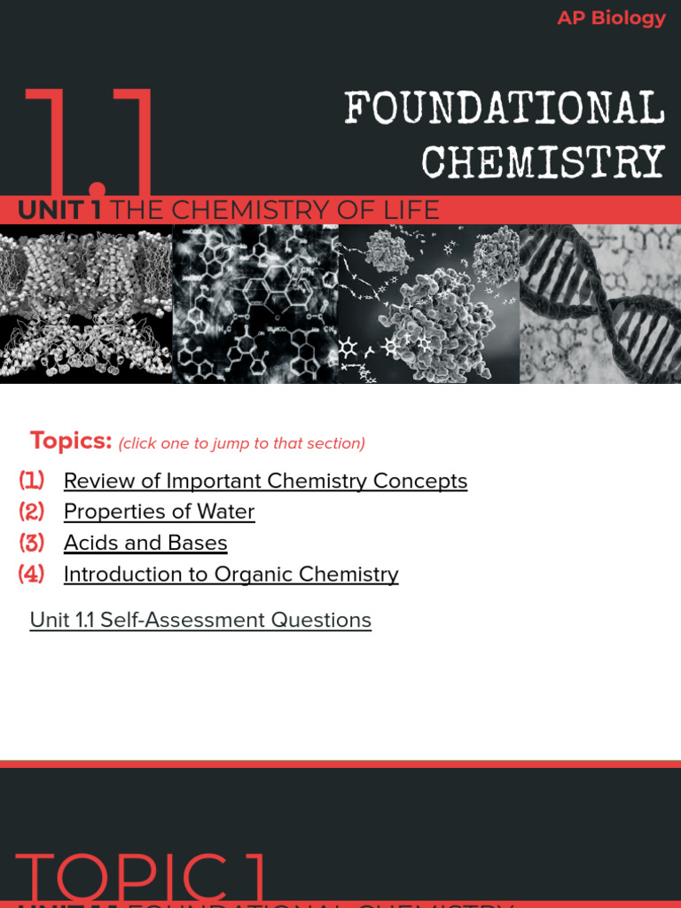 AP Bio Unit 1.1 Foundational Chemistry 23 | PDF | Chemical Compounds | Ph