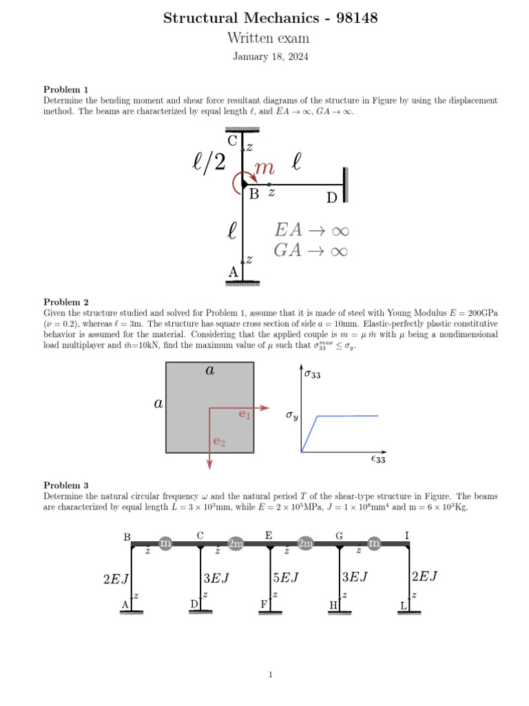 Structural Mechanics Exam Problems | PDF