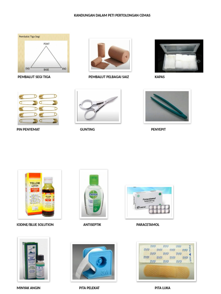 Kandungan Dalam Peti Pertolongan Cemas | PDF