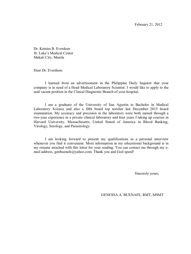 Application Letter | PDF | Self-Improvement