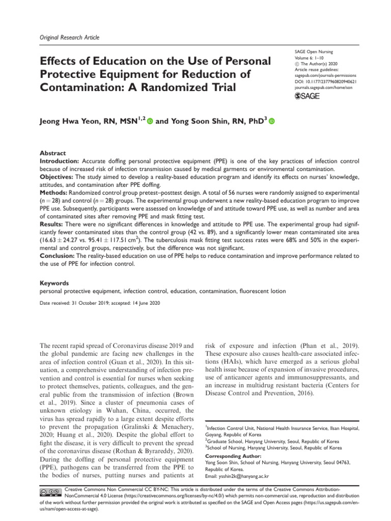 Education Impact on PPE Contamination | PDF | Infection | Personal ...
