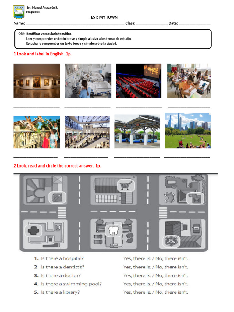 Evaluación de Vocabulario sobre la Ciudad | PDF