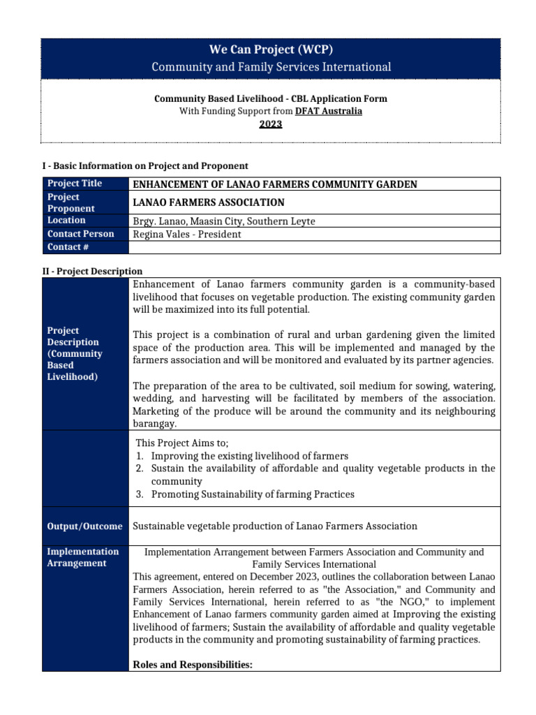 LANAO - WCP CBL Livelihood Proposal | PDF | Waste Management | Agriculture