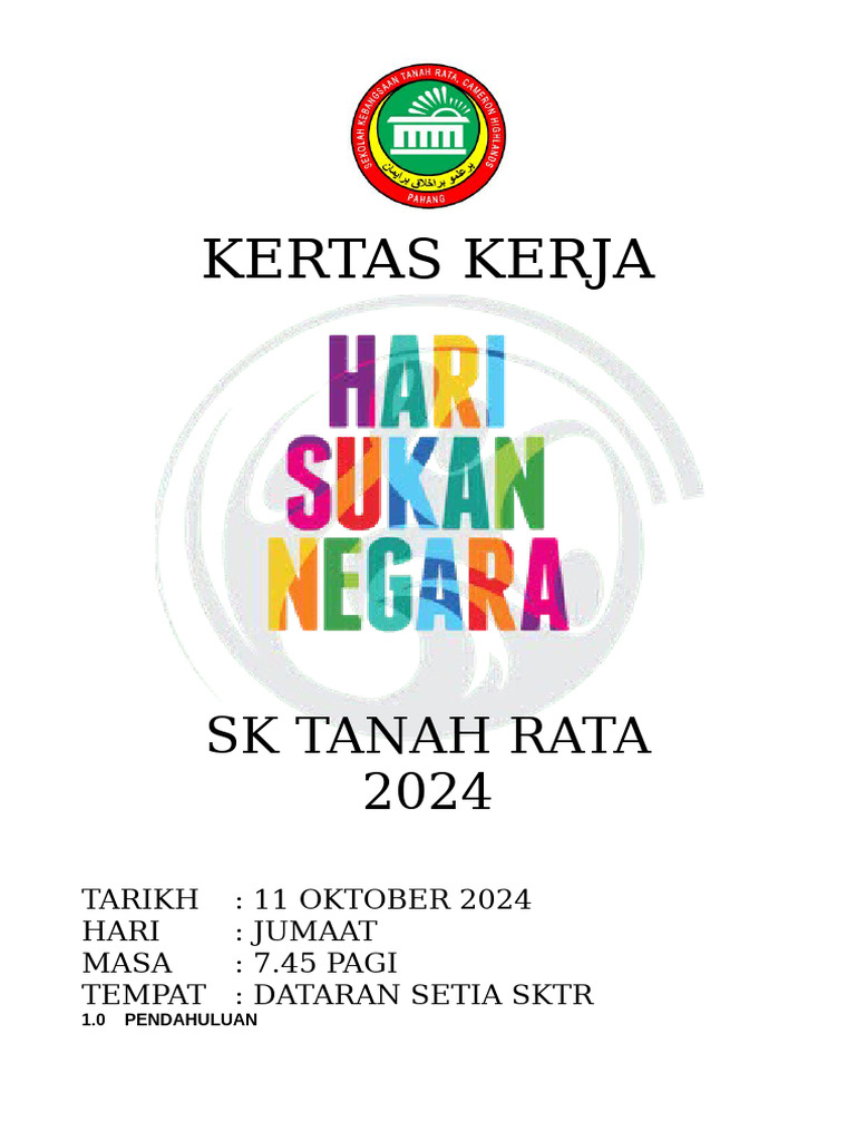 Kertas Kerja Hari Sukan Negara | PDF