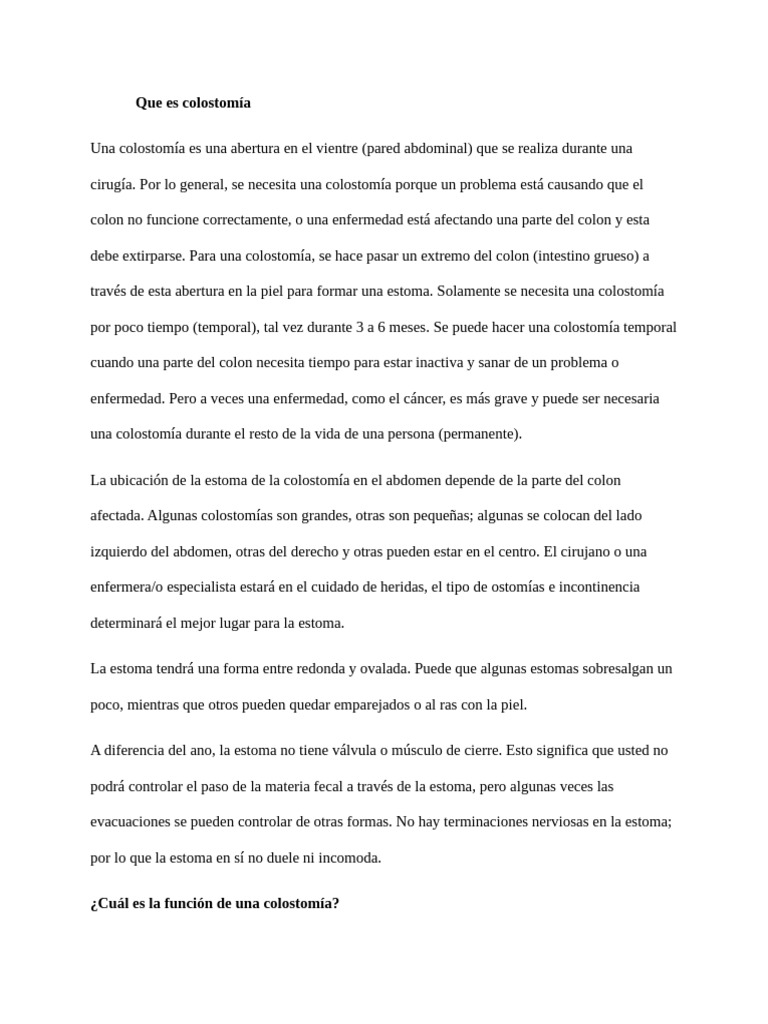 Que Es Colostoma | PDF | Intestino grueso | Abdomen