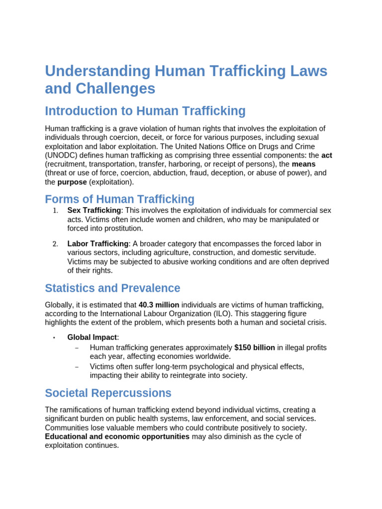 Understanding Human Trafficking Laws and Challenges | PDF | Human ...