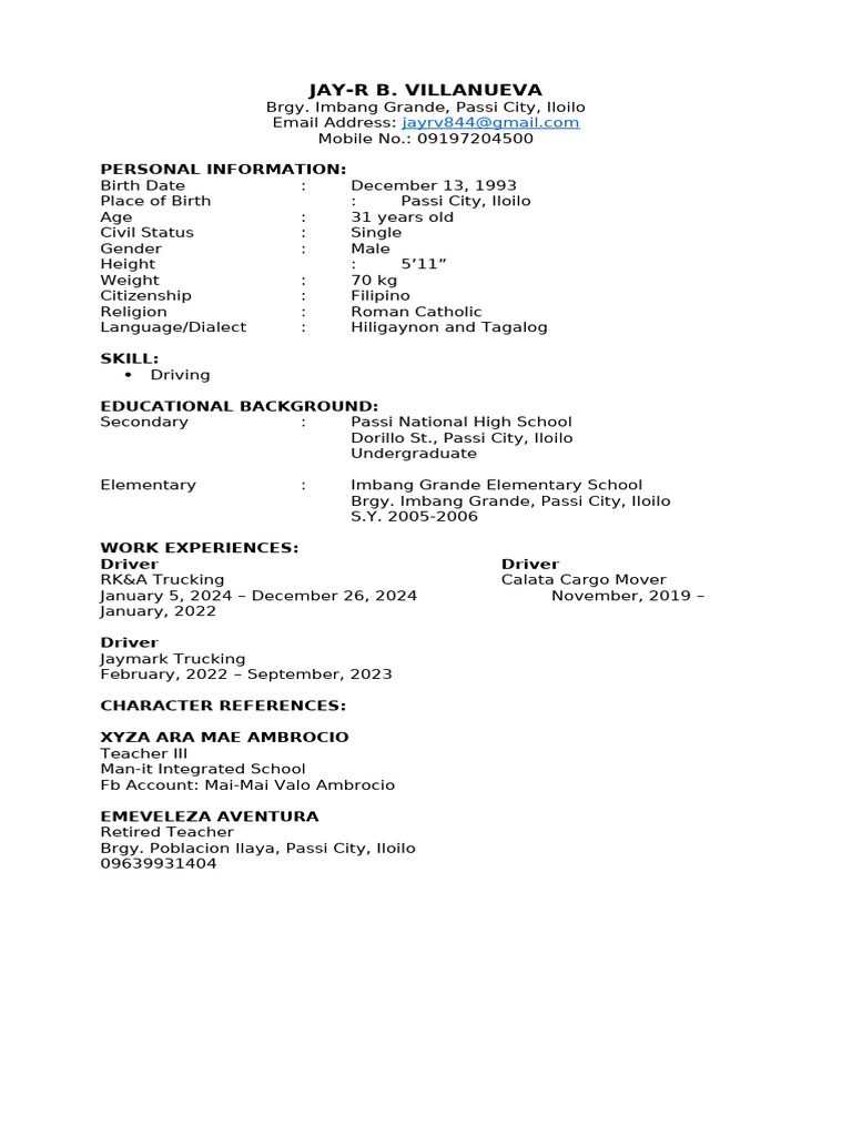 Jay-R B. Villanueva Resume | PDF
