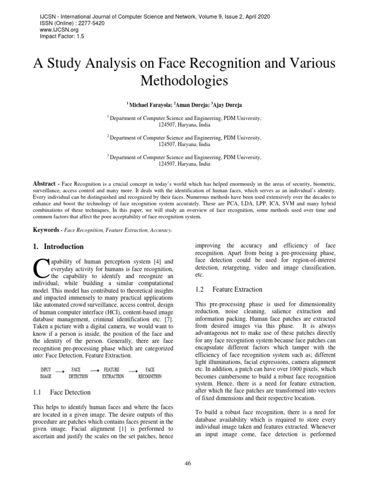 A-Study-Analysis-on-Face-Recognition-and-Various-Methodologies | PDF | Principal Component ...