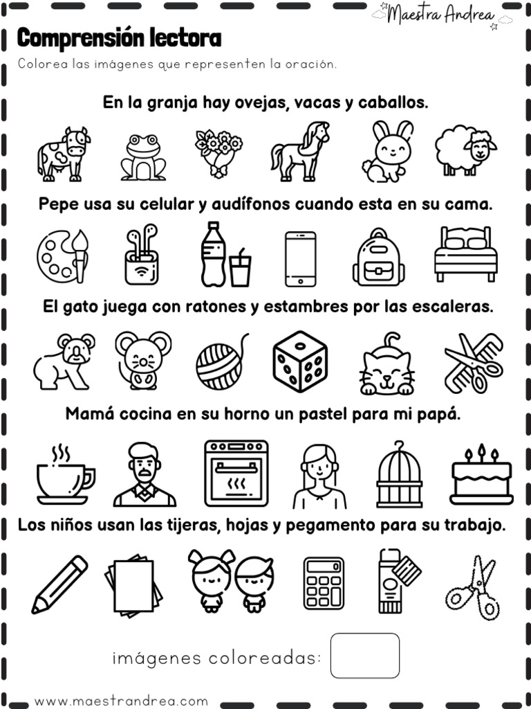 Colorea Las Imagenes Comprension Lectora 2 | PDF