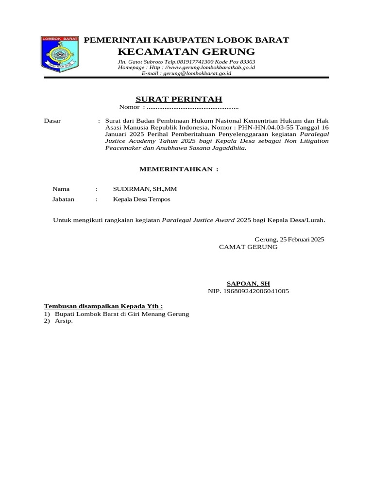 Surat Perintah Camat | PDF