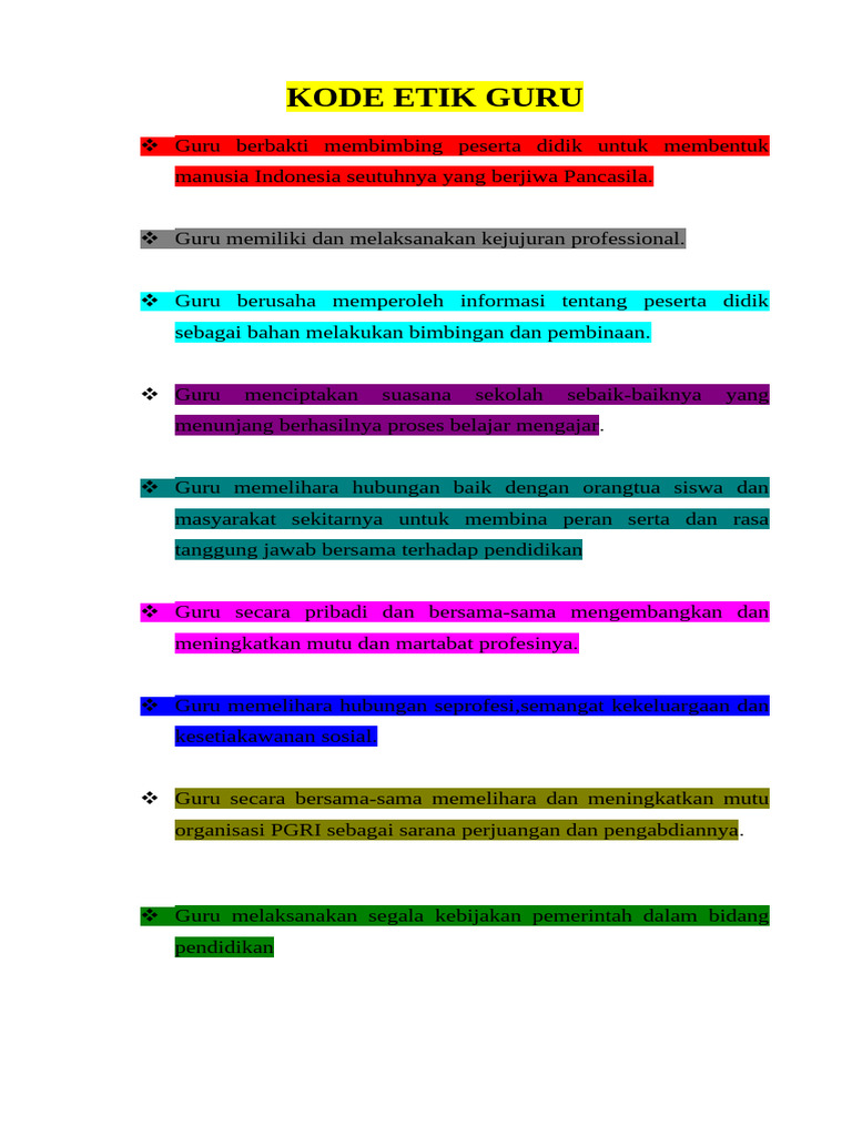 Kode Etik Guru | PDF