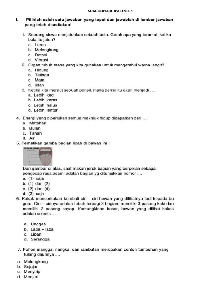 Soal Olipiade Ipa Level 1 | PDF