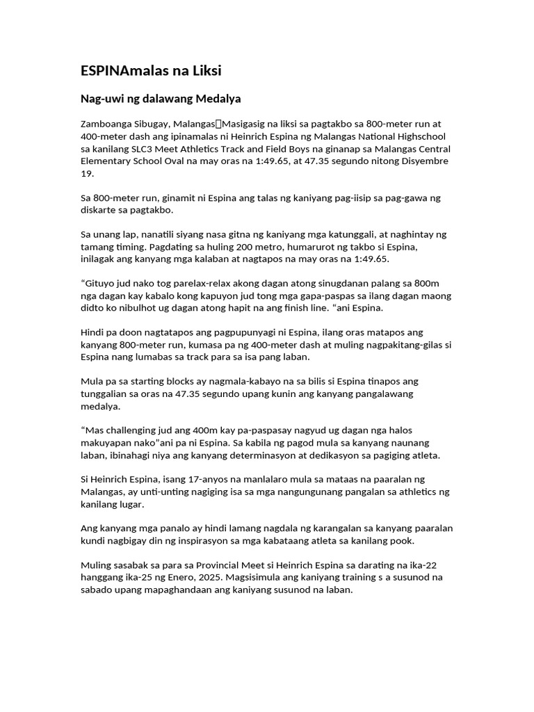 ESPINAmalas na Liksi | PDF