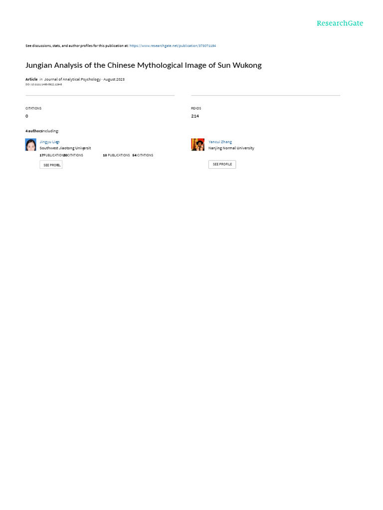 Sun Wukong Analysis | PDF | Play Therapy | Psychotherapy