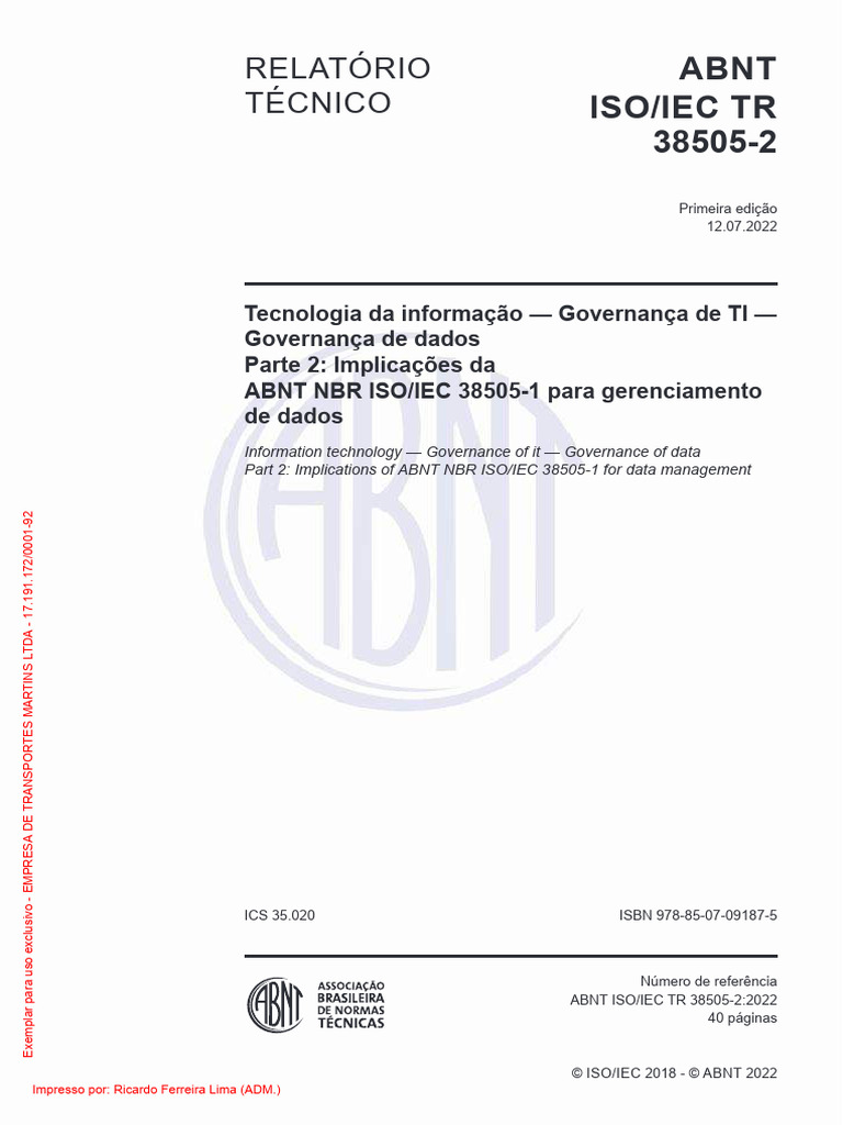 ABNT_NBR_ISO_IEC_38505-2_2022 | PDF | Governança | Tecnologia da Informação