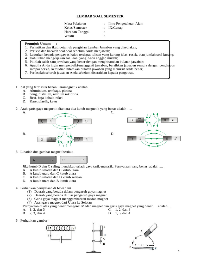 Soal Ujian Ipa Fisika Semester Genap Kelas Ix | PDF