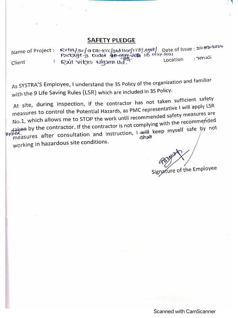 Safety Pledge Systra Employee | PDF