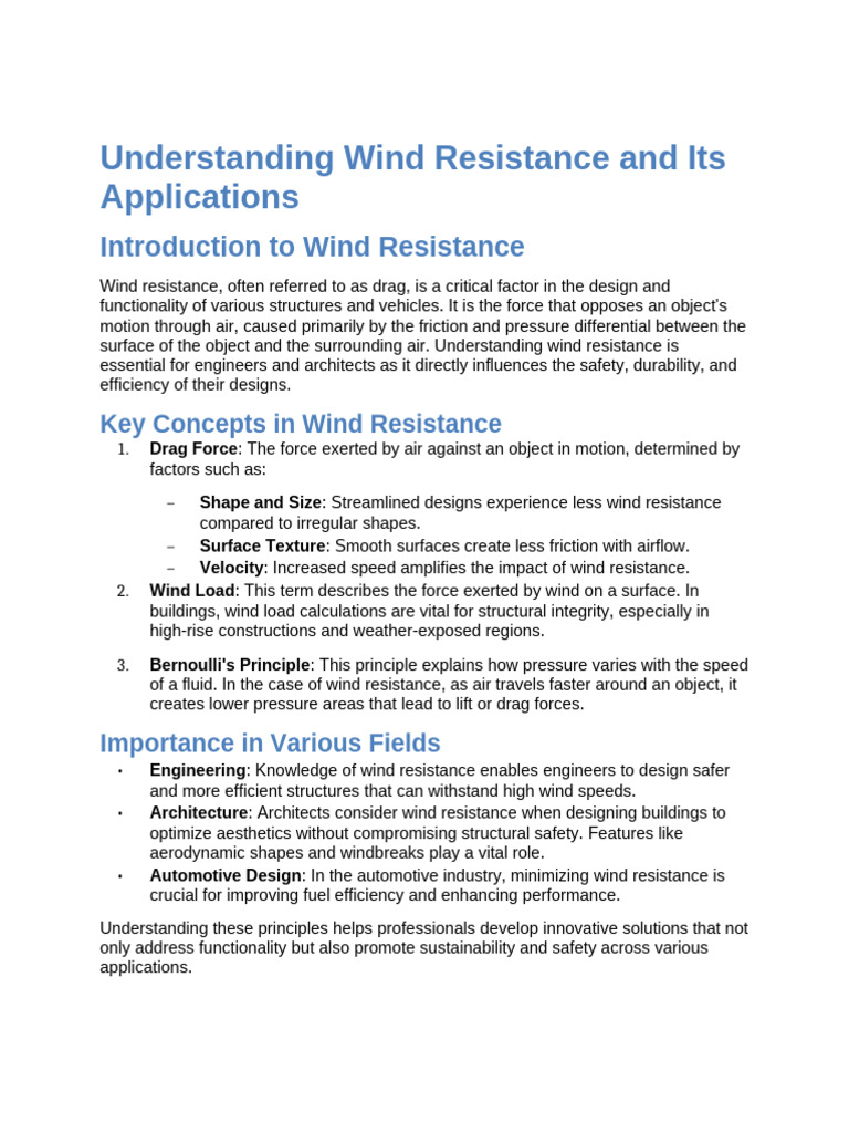 Understanding Wind Resistance Basics | PDF | Drag (Physics) | Wind Tunnel