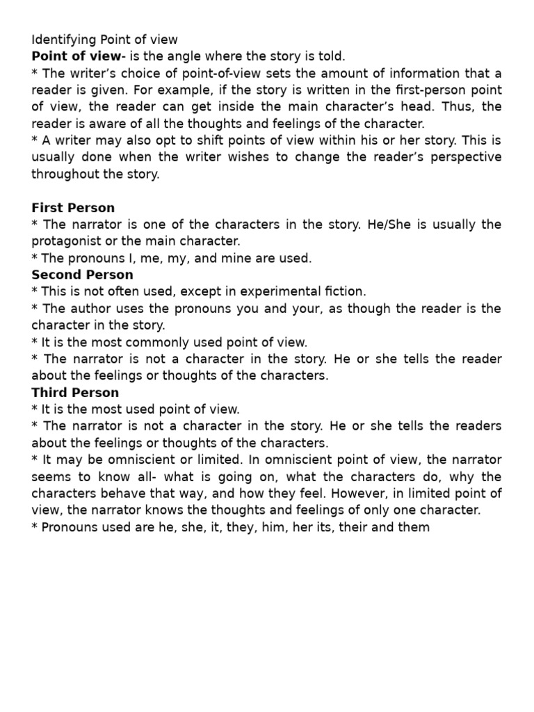 2 Identifying Point of View | PDF | Narration | Syntax