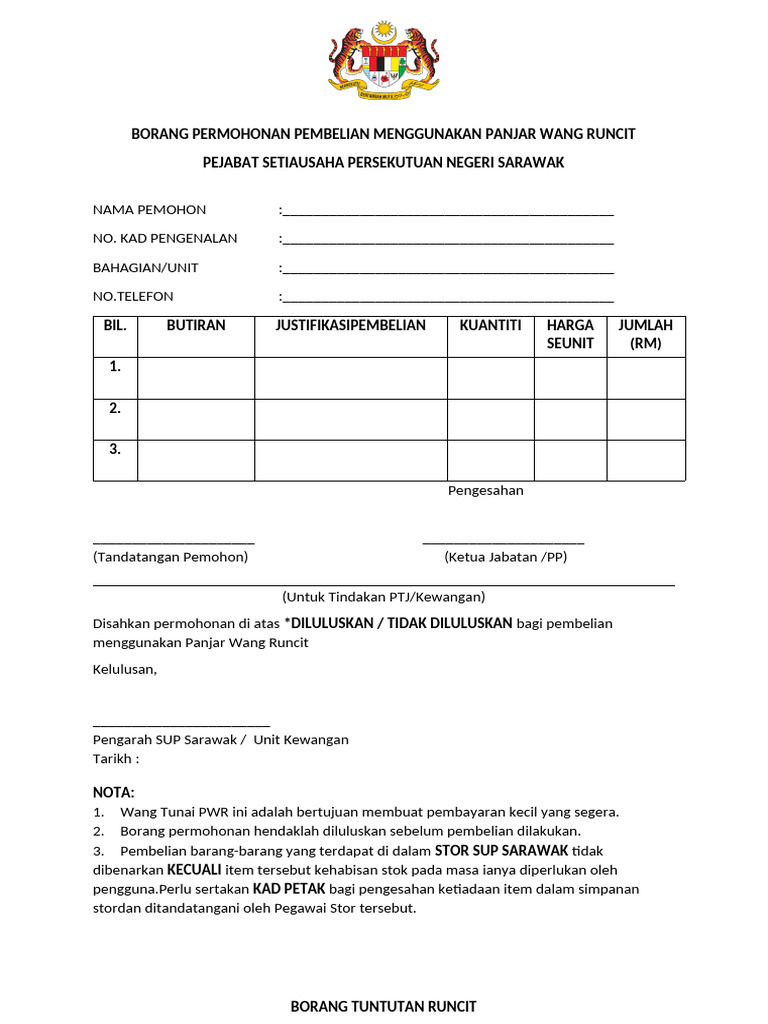 Panduan Permohonan Panjar Wang Runcit | PDF