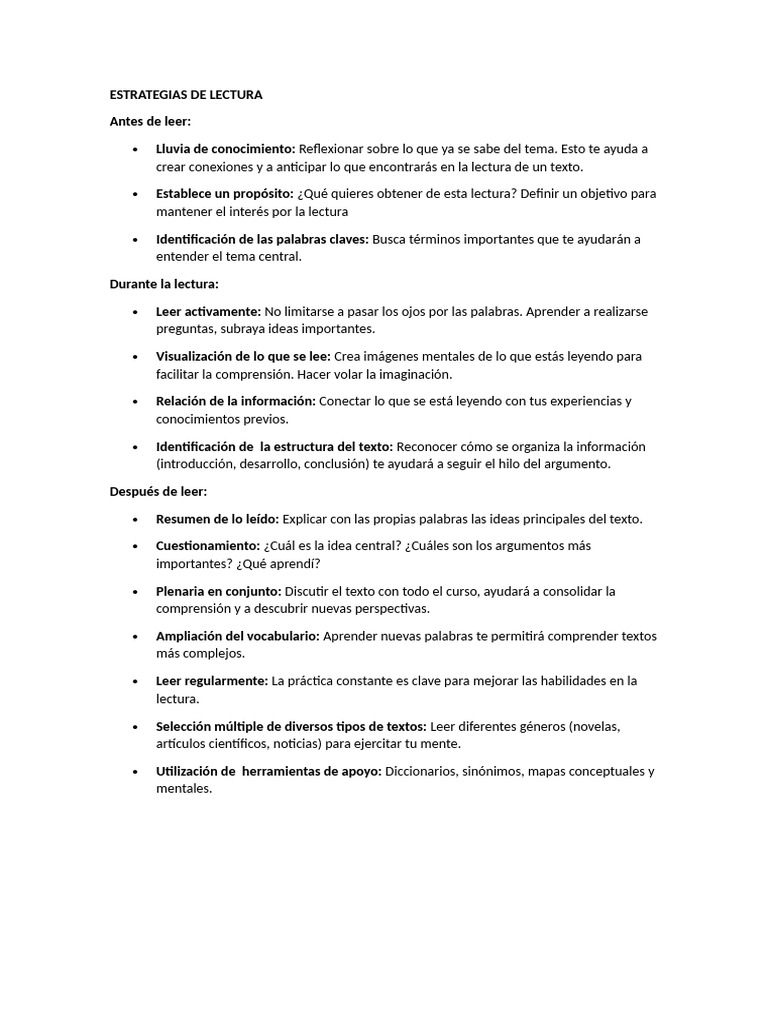Estrategias de Lectura | PDF