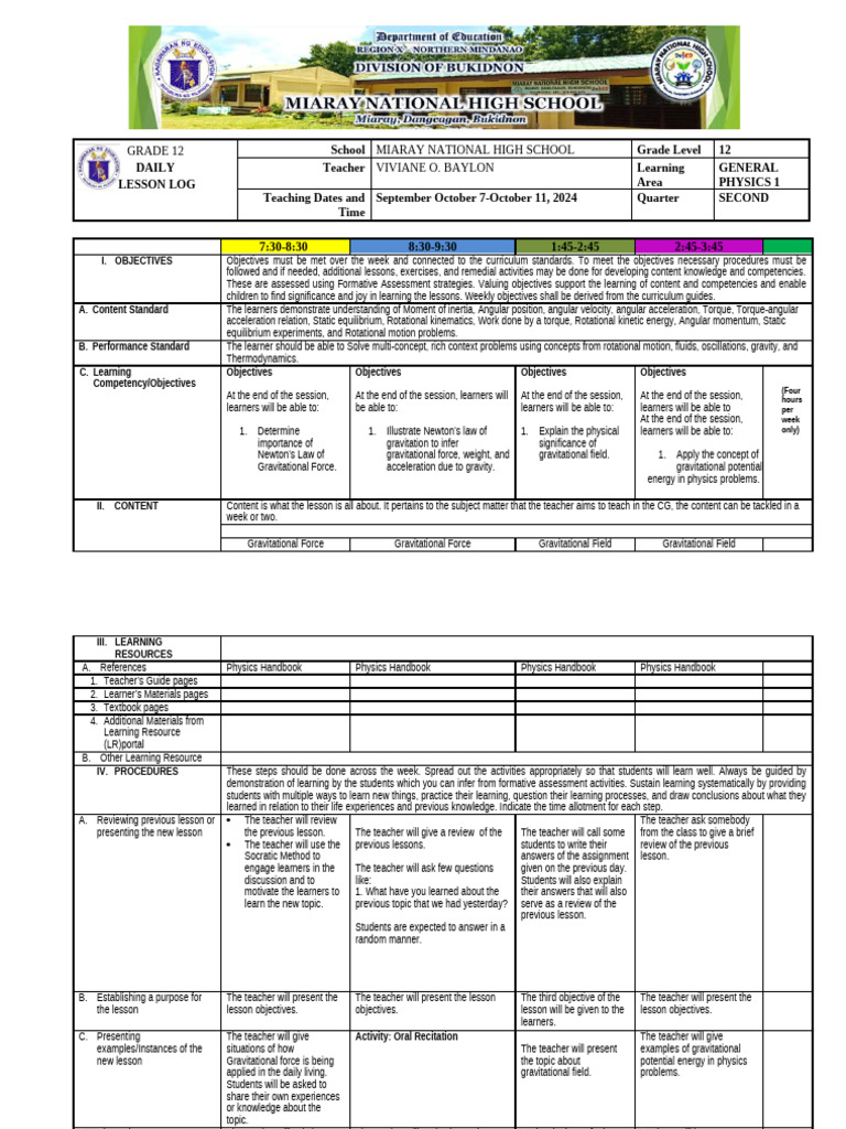 Gen Physics DLL SEP 30, 2024 | PDF | Learning | Mechanical Engineering