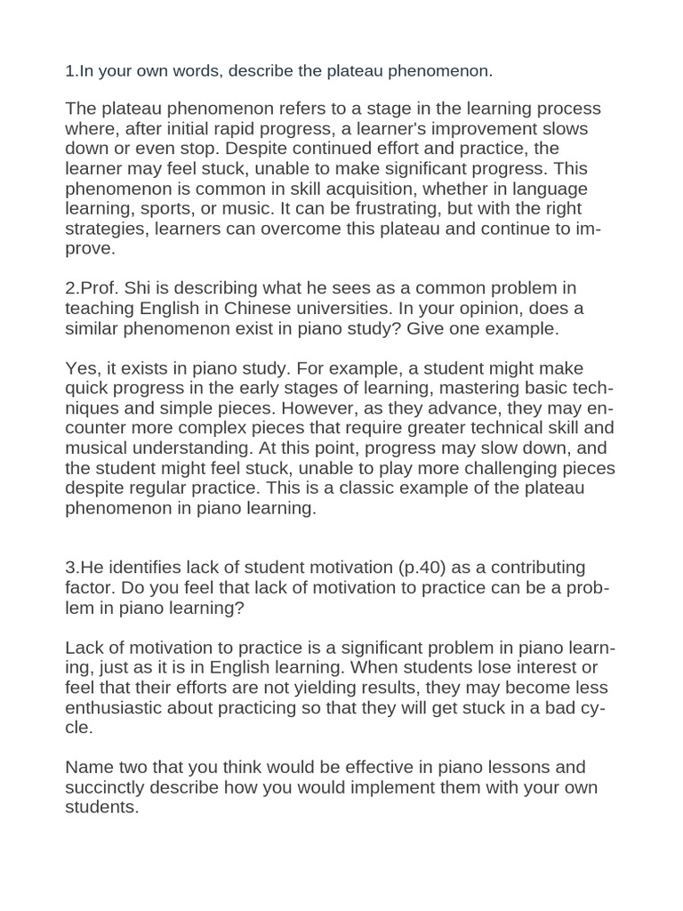 Understanding the Plateau Phenomenon in Learning | PDF | Learning ...