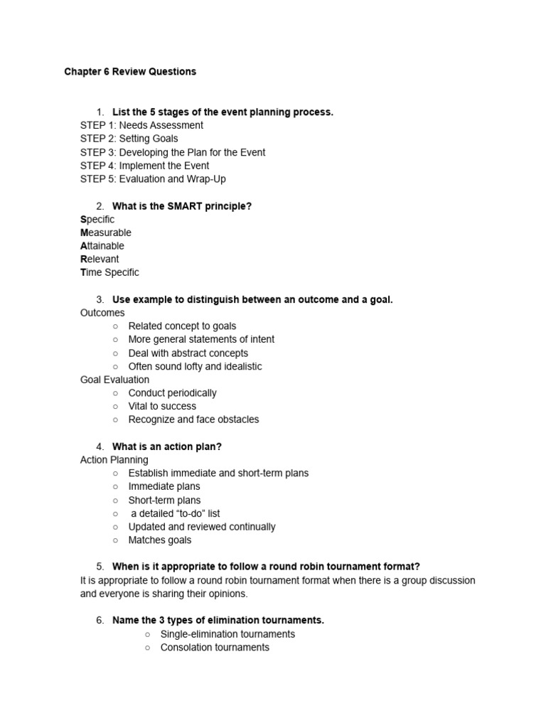 Event Planning Process and Tournament Formats | PDF