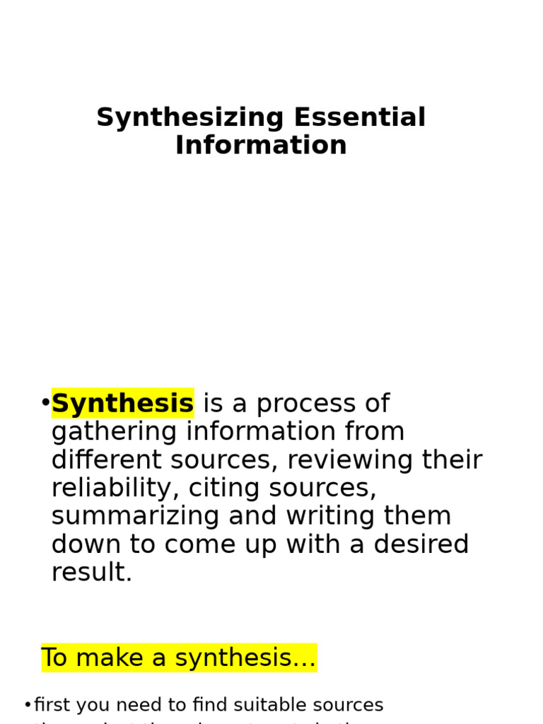 Synthesizing Essential Information | PDF