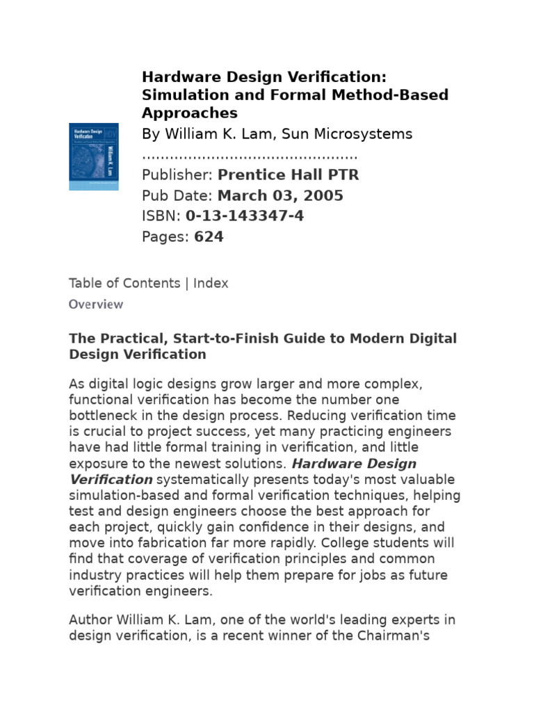 Hardware Design Verification Simulation and Formal Method-Based Approaches (William K. Lam) (Z ...
