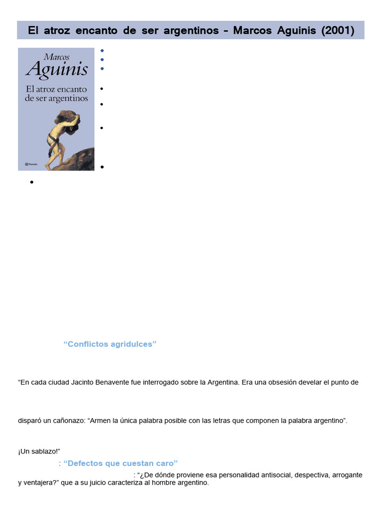 El Atroz Encanto de Ser Argentinos - Marcos Aguinis | PDF | Musica Tango