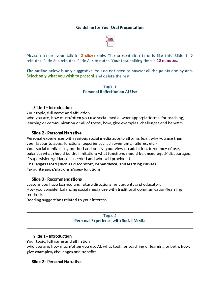 Guideline For Oral Presentation | PDF