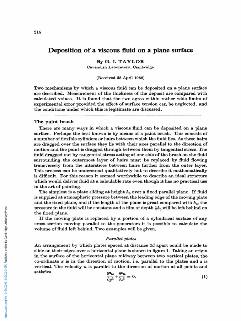 Viscous Fluid Deposition Mechanisms | PDF | Viscosity | Surface Tension