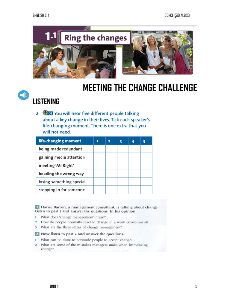 Unit 1 - RING THE CHANGES | PDF