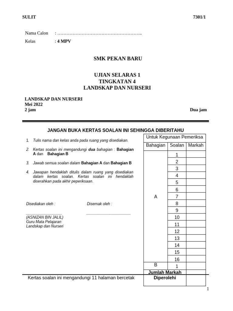 Soalan Exam Landskap 2 | PDF