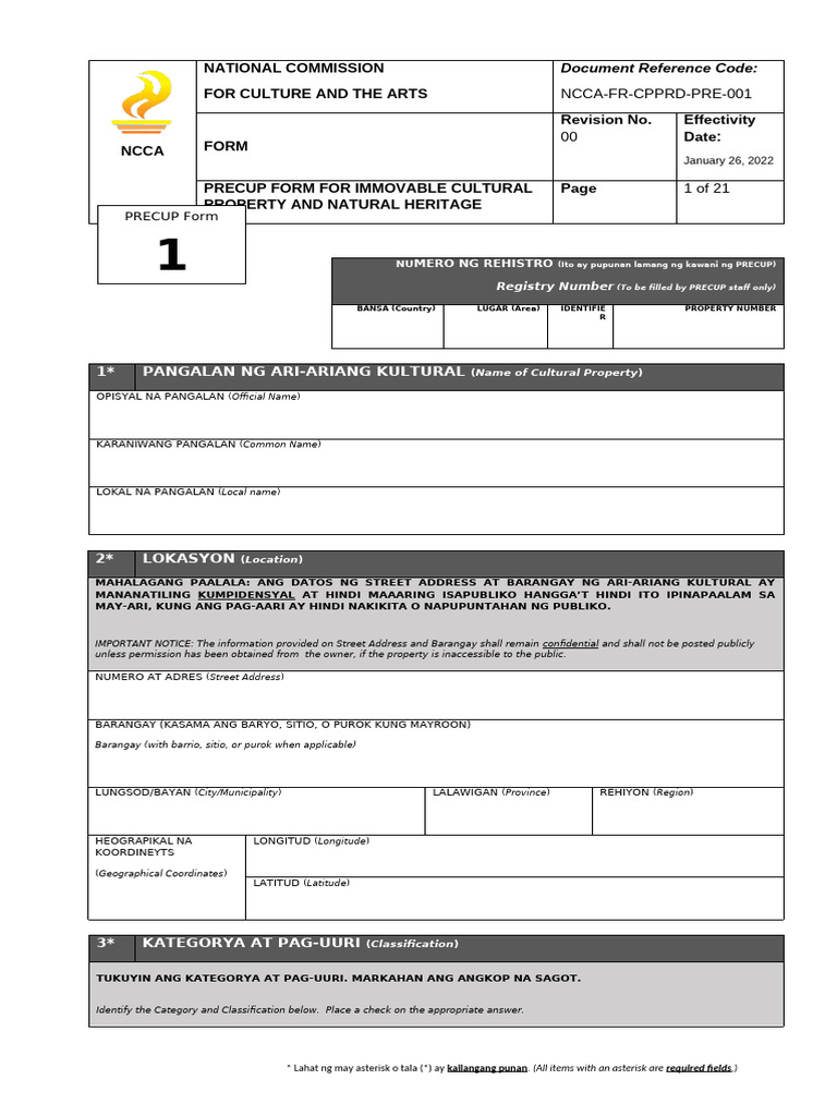 As of 26-Jan-2022 PRECUP Form 1 | PDF | Earth Sciences