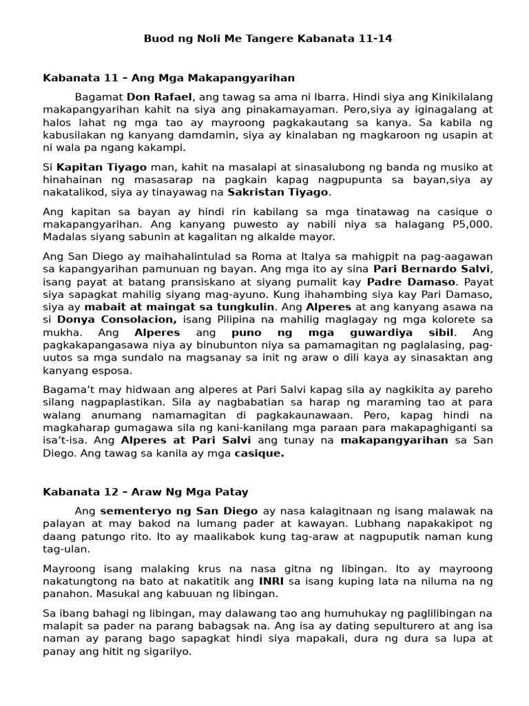 Buod NG Noli Kab 11-14 | PDF