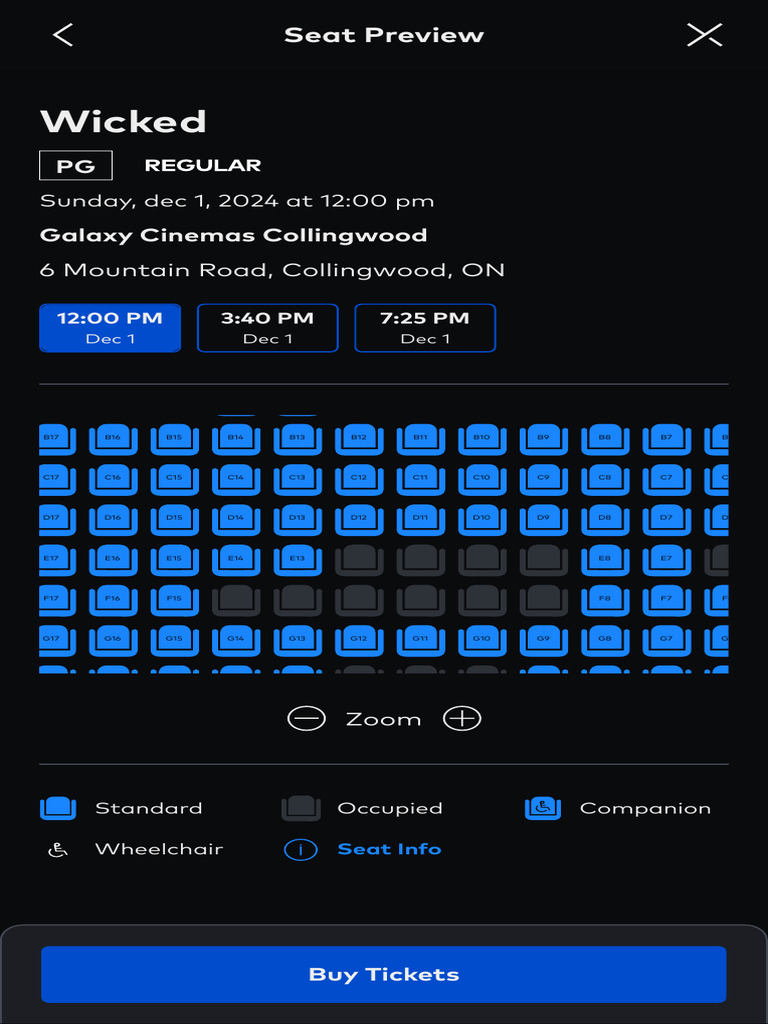 Cineplex Seating Chart for Wicked | PDF