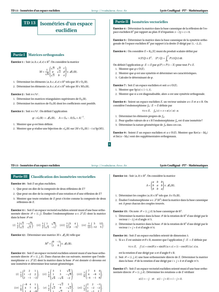 Isométries dans l'espace euclidien | PDF | Espace euclidien | Base ...