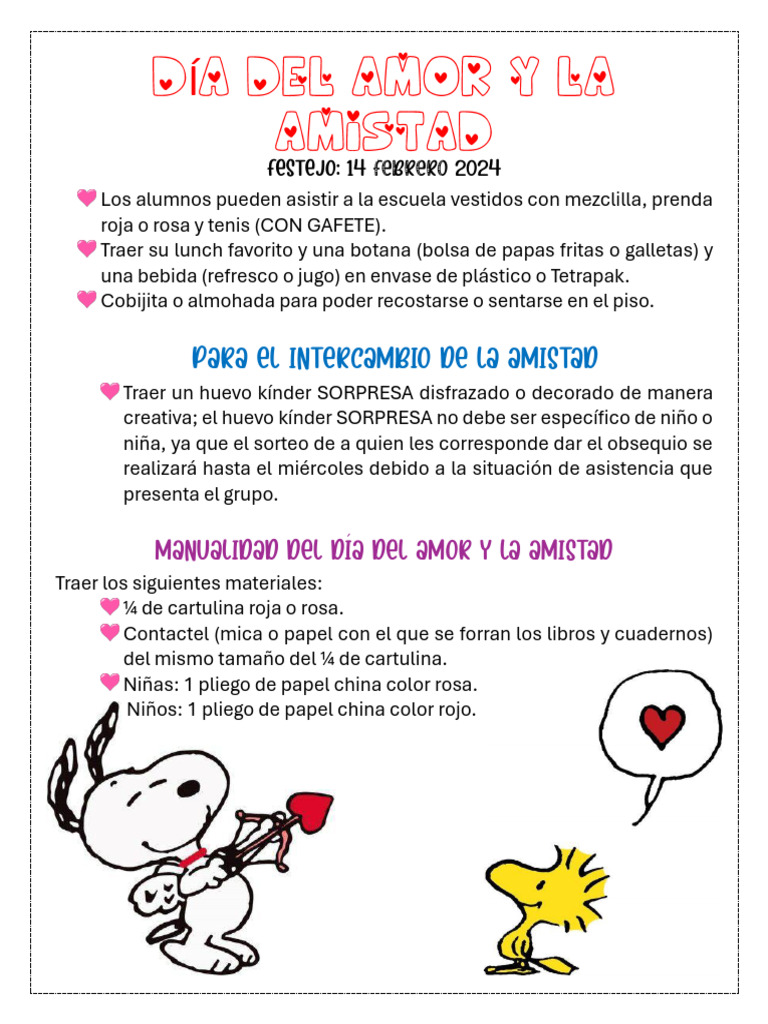 Fiesta de Amor y Amistad Escolar 2024 | PDF
