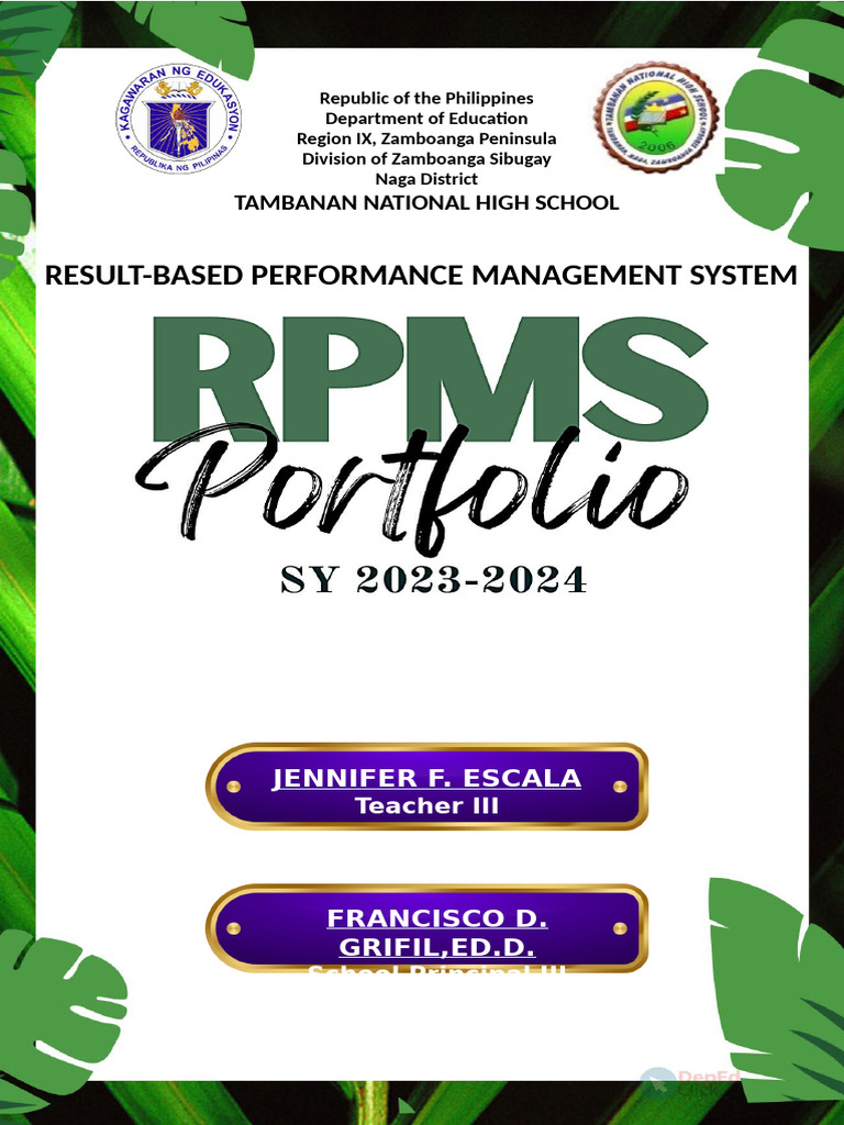 E-RPMS PORTFOLIO (Design 1) 2023-2024 - DepEdClick | PDF | Pedagogy ...