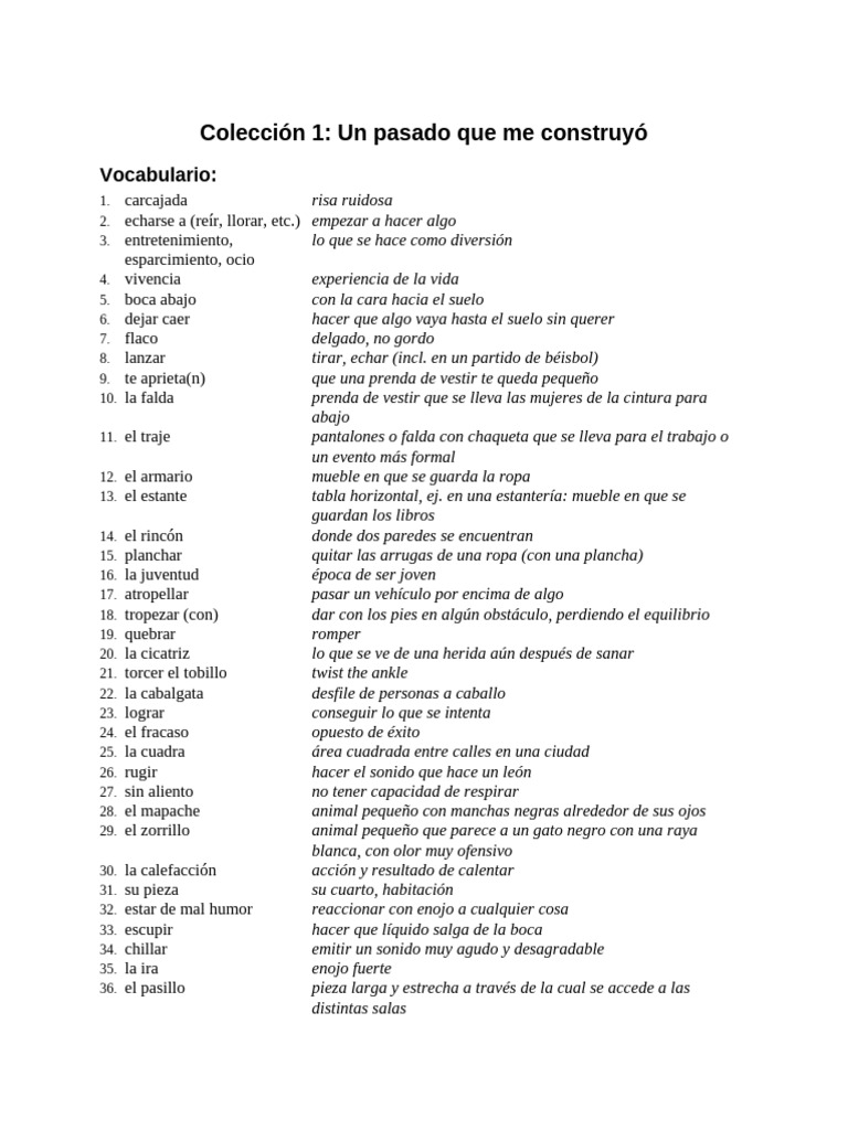 Vocabulario Esencial en Español | PDF