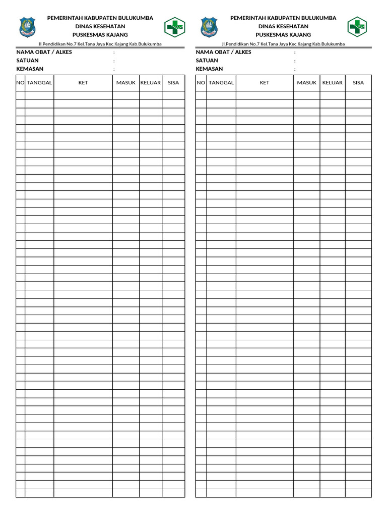 Form Kartu Stok | PDF