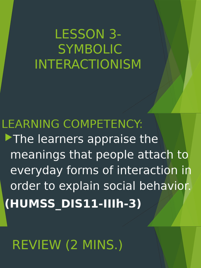 Lesson 3 - Symbolic Interactionism | PDF