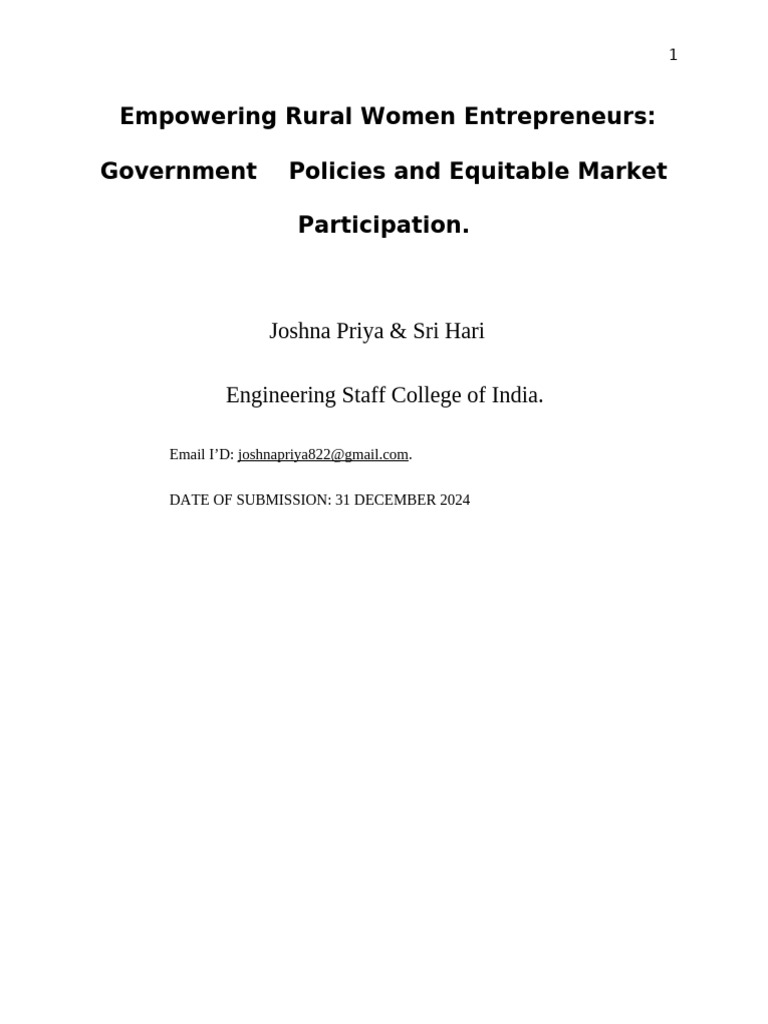 Research Paper ESCI - Edited | PDF | Entrepreneurship | Microcredit