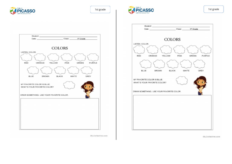 Worksheet Whats Your Favorite Color 1 Grade Picasso | PDF