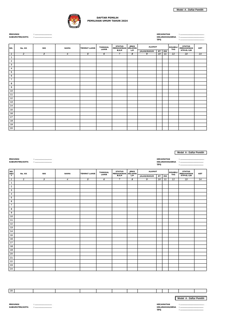 Form DPS Pantarlih 2024 | PDF