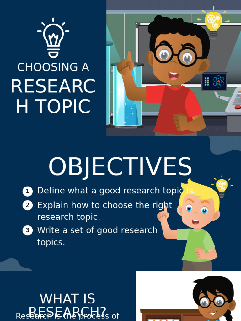 Colorful Illustrative Choosing A Research Topic Science Presentation ...